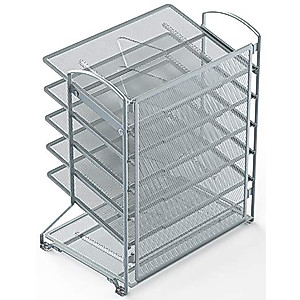 SimpleHouseware 6 Trays Desktop Document Letter Tray Organizer, Silver