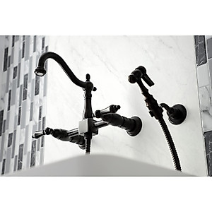 Kingston Brass KS1265ALBS Heritage Bridge Kitchen Faucet, Oil Rubbed Bronze