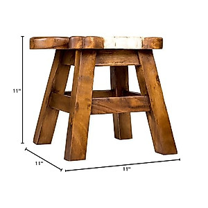 Sea Island Imports Sheep Design Hand Carved Acacia Hardwood Decorative Short Stool