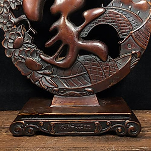 11" Tibetan Temple Collection Old Bronze Cinnabar mud Gold Home and Everything Gather Fortune Screen Ornament Exorcism Town House