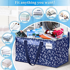 HomeHacks Moving Bags, Extra Large Size Moving Boxes, Heavy Duty Luggage Bags with Smooth Zipper and Sturdy Handles, Large Capacity & Easy Loading Storage Totes for Space Saver 88L, 6-Pack, Blue