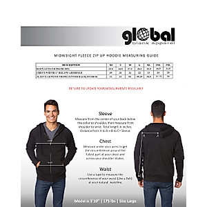 Global Blank Lightweight Zip Up Hoodies Men Extra Soft Fleece Hooded Sweatshirt Light ,Nickel,XXX Large