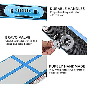 Inflatable Air Gymnastics Mat Gymnastics Track Training Mats Yoga Floor Cheerleading Landing Taekwondo Training Kungfu Exercise Mats with Electric Air Pump for Home Gymnasium Beach Park and Water Use