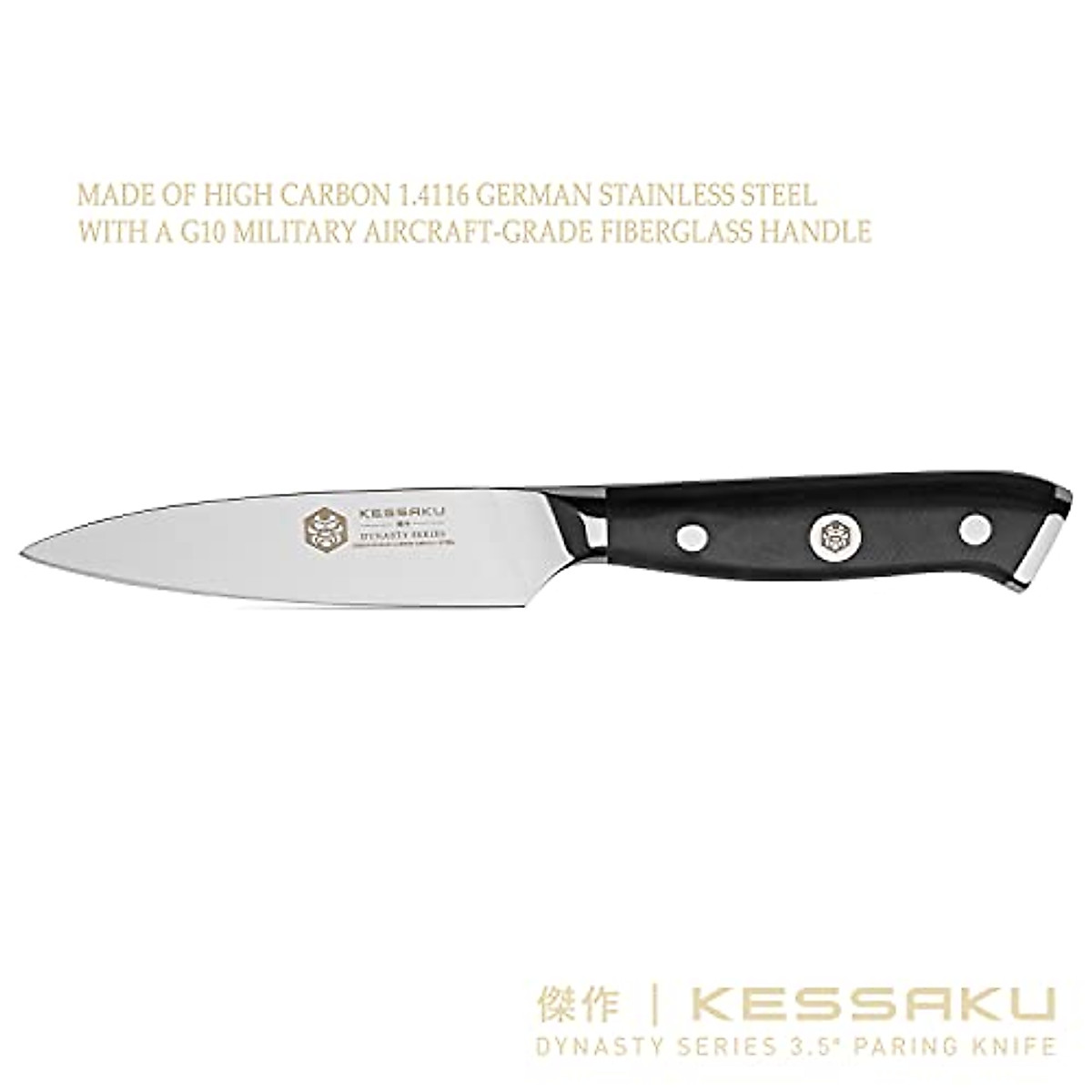 KESSAKU Paring Knife - 3.5 inch - Dynasty Series - Razor Sharp Kitchen Knife - Forged ThyssenKrupp German High Carbon Stainless Steel - G10 Garolite Handle with Blade Guard