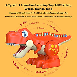 Baby Dinosaur Musical Toys 6-12-18 Months，Toddler Music Dinosaur Toy, Animal Push Toys for Toddlers 1-3, 26 Key Light and Sound Toys