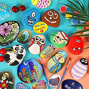 Craft Rocks for Rock Painting, 7 Smooth Flat Surfaced Stones for Kindness Stones and Rock Painting, 2" - 3.5" Inch River Rocks