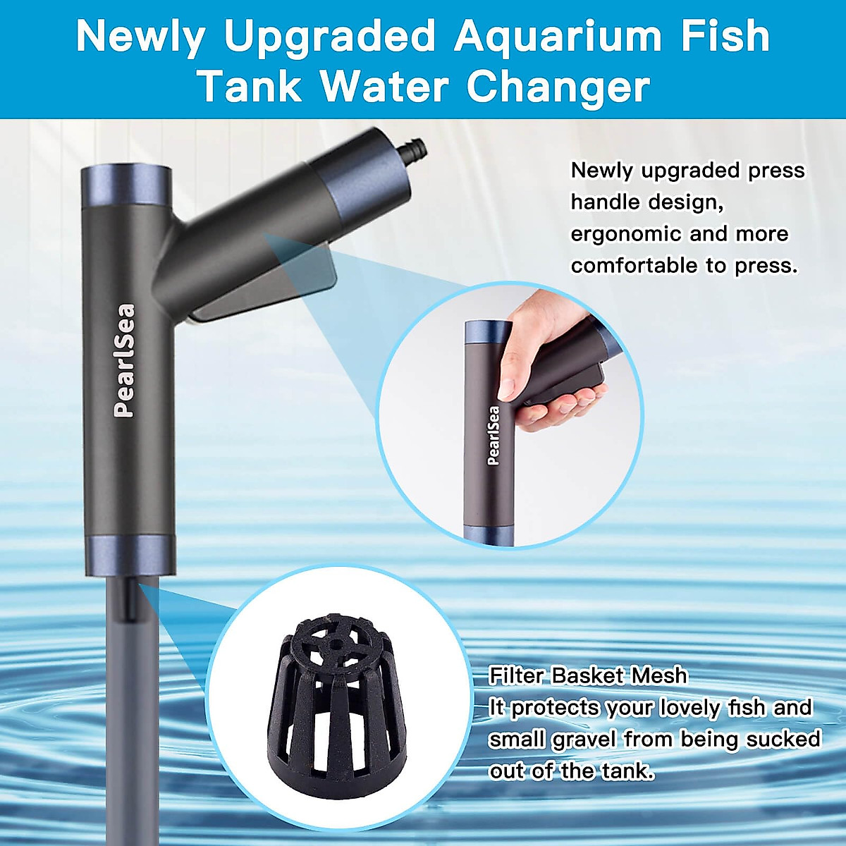 PearlSea Aquarium Tank Gravel Cleaner: Fish Tank Vacuum Cleaner with Aquarium Water Changer Vacuum Aquarium Siphon Vacuum Cleaner Algae Scraper Set for Fish Tank Water Changer Cleaning Sand and Gravel