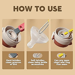 3 in 1 Cup Lid Cleaning Brush,Crevice Cleaning Brush for Bottle Gap Tight Spaces Cup,3 in 1 Multifunctional Cleaning Brush Portable Cup Lid Cleaner with Brush (3 PCS)