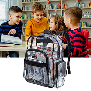 MGgear Clear Transparent PVC School Backpack/ Outdoor Backpack with Black Trim