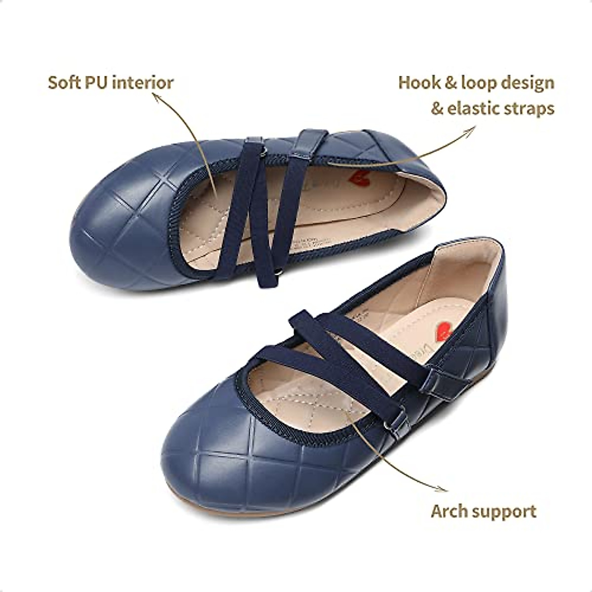 DREAM PAIRS SDFL2311K Girls Dress Shoes Flower Girl Mary Jane Ballet Flats Navy 2 Little Kid