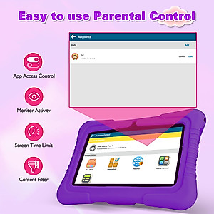 Veidoo Kids Tablet, 7 inch Android Tablet PC, 2GB RAM 32GB ROM, Safety Eye Protection Screen, WiFi, Dual Camera, Games, Parental Control APP, Tablet with Silicone Case(Purple)
