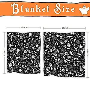 Black Halloween Blanket Witchy Blanket Hallloween Throw Blanket Pumpkin Skull bat Ghost Blanket Hallloween Gifts Soft Fuzzy Fleece Blanket for Sofa Bed Couch Chair Dorm 60"X50"