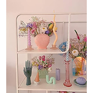 Handmade Spiral Taper Candle - 7.5 inches Twisted Candles Sticks Dripless Dinner Candle for Home Decoration Wedding Holiday Party & All Occasions, Set of 2 (White)