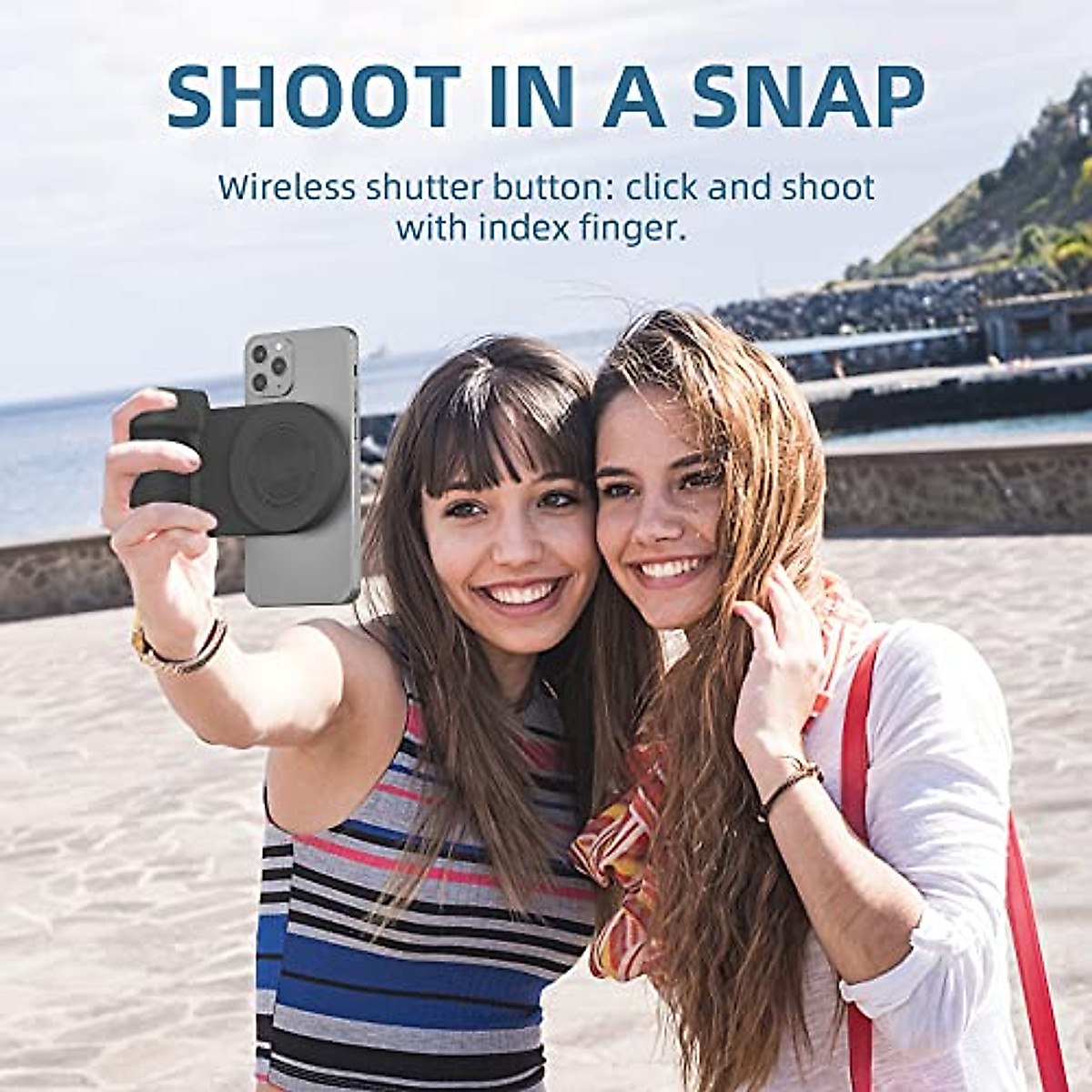 AZURAOKEY Smartph Camera Shutter Remote Handle Selfie Stands 3 in 1 Camera Holr Grip Type-C Charging Multifunctional Camera Holr Grip Anti-Shake for Android/