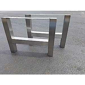 Brushed Stainless Table Legs, H-Frame Style - Any Size