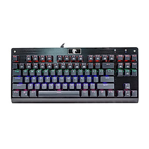 Granvela E-yooso Z-77 Mechanical Keyboard | Aluminium Panel | Tactile Clicky Blue Switches | Rainbow LED Backlit | N-Key Rollover | 87-Key Tenkeyless | Hot Swappable -Black