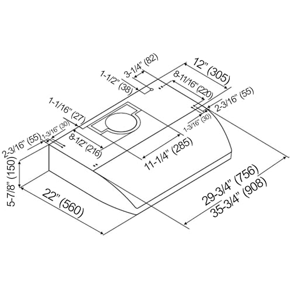 KOBE CHX2230SQB-1 Brillia 30-inch Under Cabinet Range Hood, 3-Speed, 680 CFM, LED Lights, Baffle Filters, Stainless Steel
