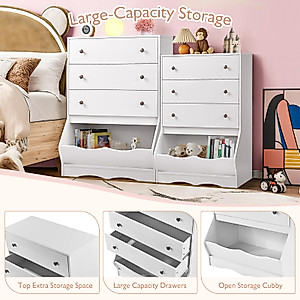 Catrimown Kids Dresser for Bedroom, 3 Drawers Chest, Tall Kids Dresser, Toddler Dresser for Bedroom, Cubby Storage Organizer, Toy Chest Dresser for Girls Boys, White, Large