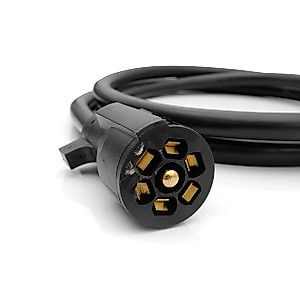 High Soar 8 ft Heavy Duty 7 Way Plug Inline Trailer Cord Trailer Connector Cable Wiring Harness Weatherproof Corrosion Resistant for Campers Caravans RV Food Vans