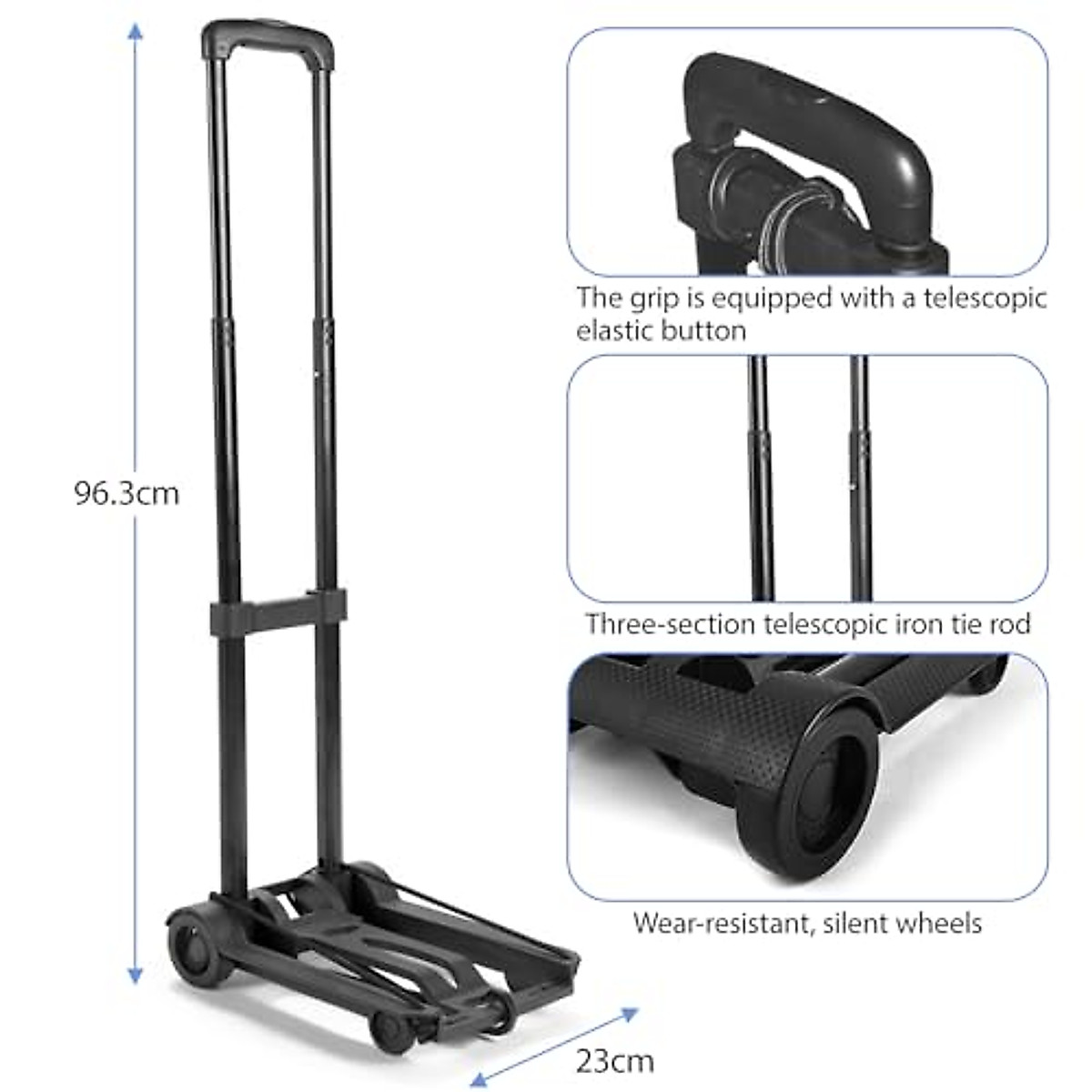 Generic Folding Luggage Cart 2 Wheels Folding Hand Truck Collapsible Dolly for Moving Shopping