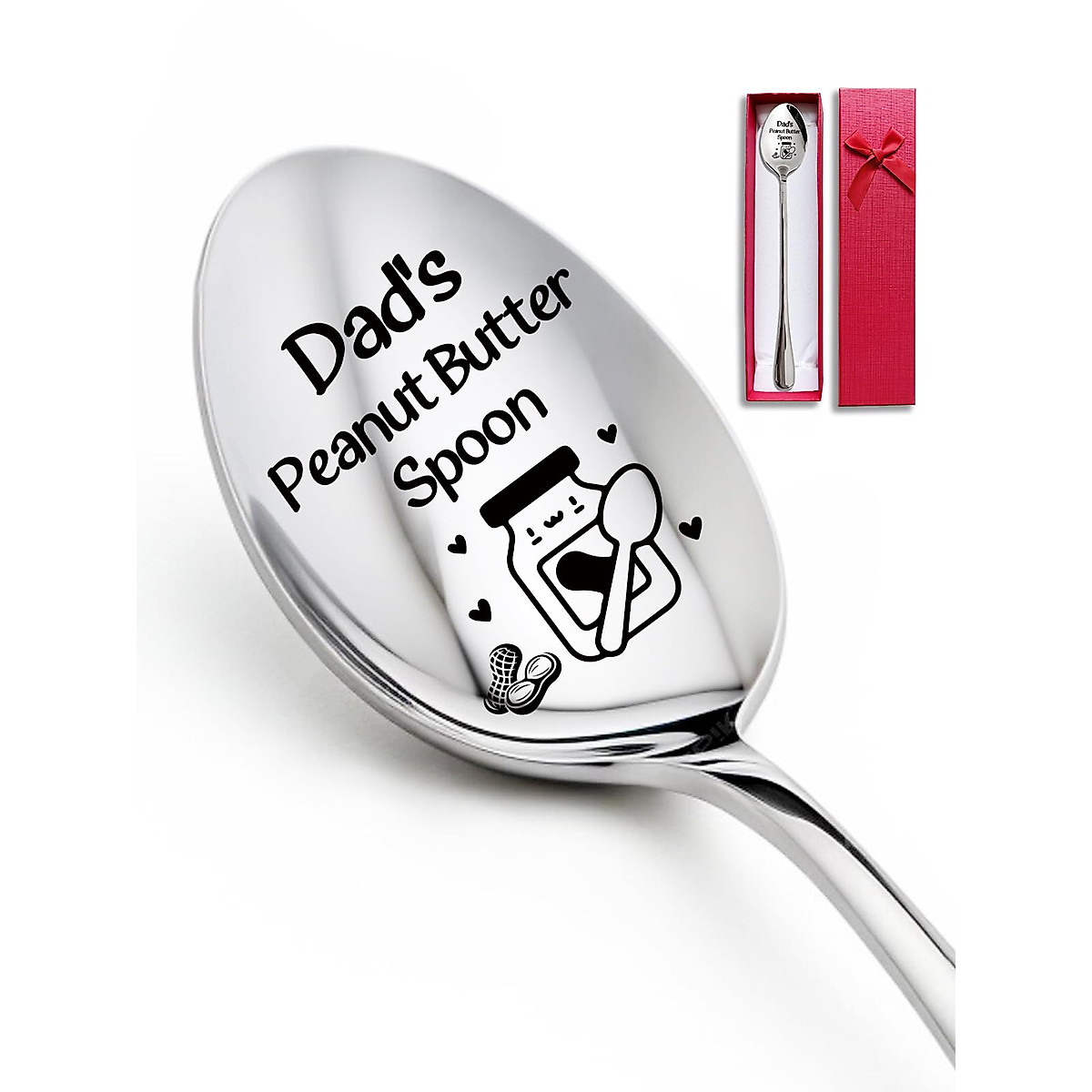 Advivio Dad's Peanut Butter Spoon - Funny Engraved Stainless Steel Peanut Butter Spoons Dessert Spoon Peanut Butter Lovers Gifts, for Dad Dady Father Grandpa Men Birthday Christmas Father's Day Gifts