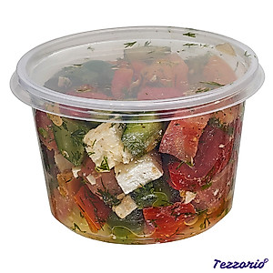 Tezzorio (200 Pack) 16 oz Deli Containers with Lids Combo, BPA-Free Translucent Plastic Deli Food Storage Containers with Lids, To Go/Take Out Food Containers