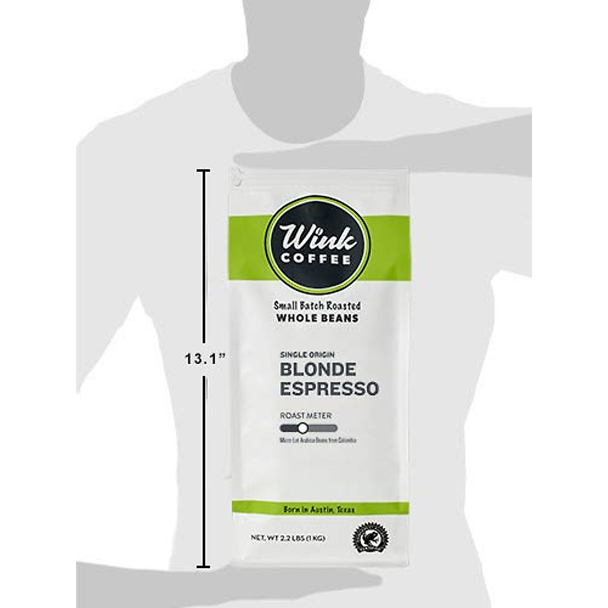 Wink Coffee Blonde Espresso, Whole Bean Coffee, 100% Arabica, Large 2.2 Pound Bag, Colombian Single Origin, Smooth, Light, and Complex, Sustainably Sourced