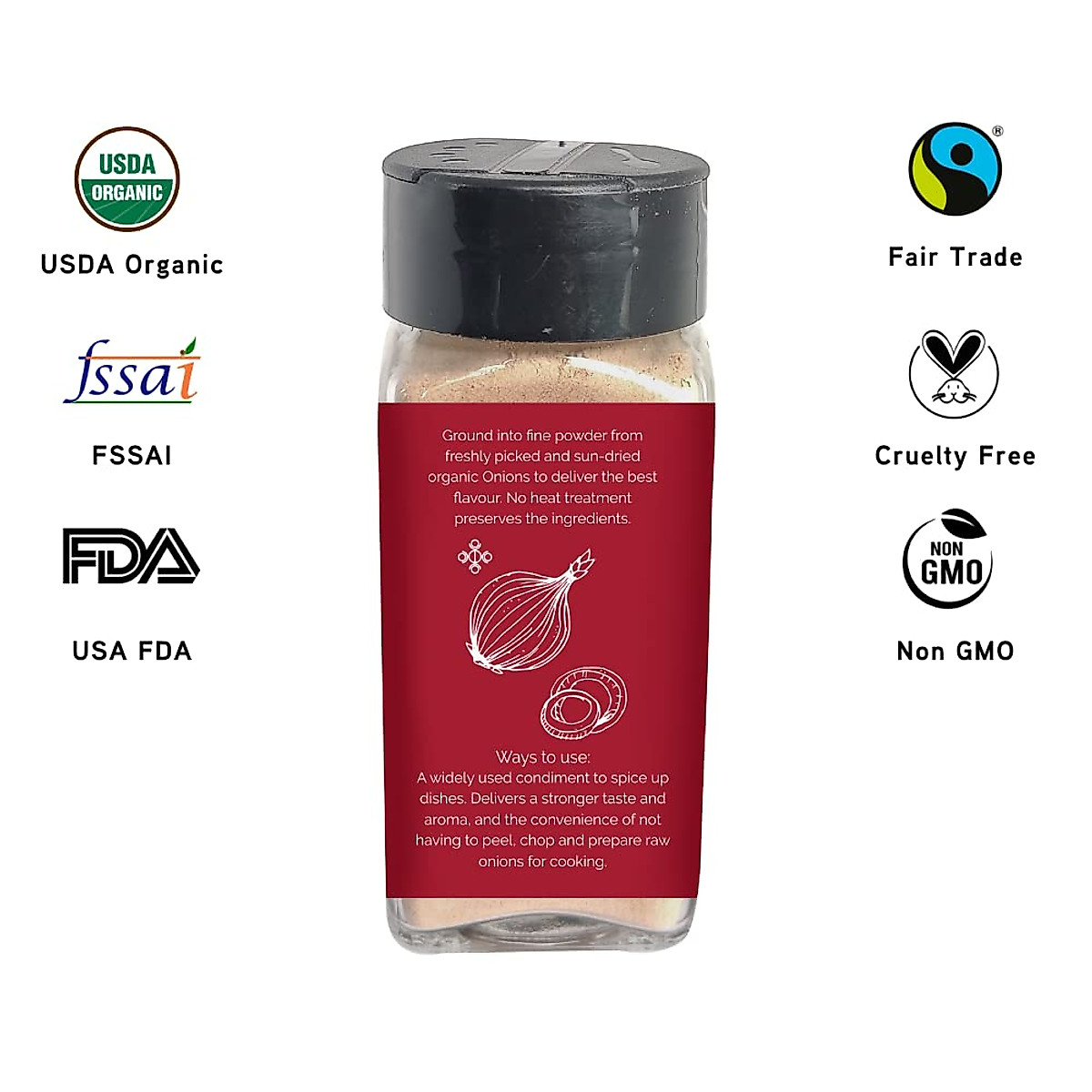 ADI USDA Certified Organic Onion Powder, For Seasoning & Cooking - 2.1 oz