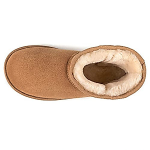 Zizor Women's Cozy Short Bootie Slippers, Winter Warm Hard Bottom House Shoes with Fuzzy Lining, Brown, 9 M US