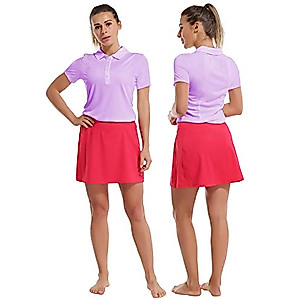 BUBBLELIME Women's Short Sleeve Polo Shirts UPF 50+ Quick Dry Moisture Wicking - Polo Neck Short Sleeve_Purple X-Large