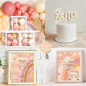 YJDFWAUT Groovy One Party Decorations Supplies, One Groovy Baby Birthday Decorations Girl, Boho Groovy 1st Birthday Decorations, Daisy Flower Rainbow First Birthday Decorations, Hippie First Birthday