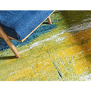 Unique Loom Lyon Collection Modern Abstract Area Rug, 4 x 6 ft, Light Green/Blue