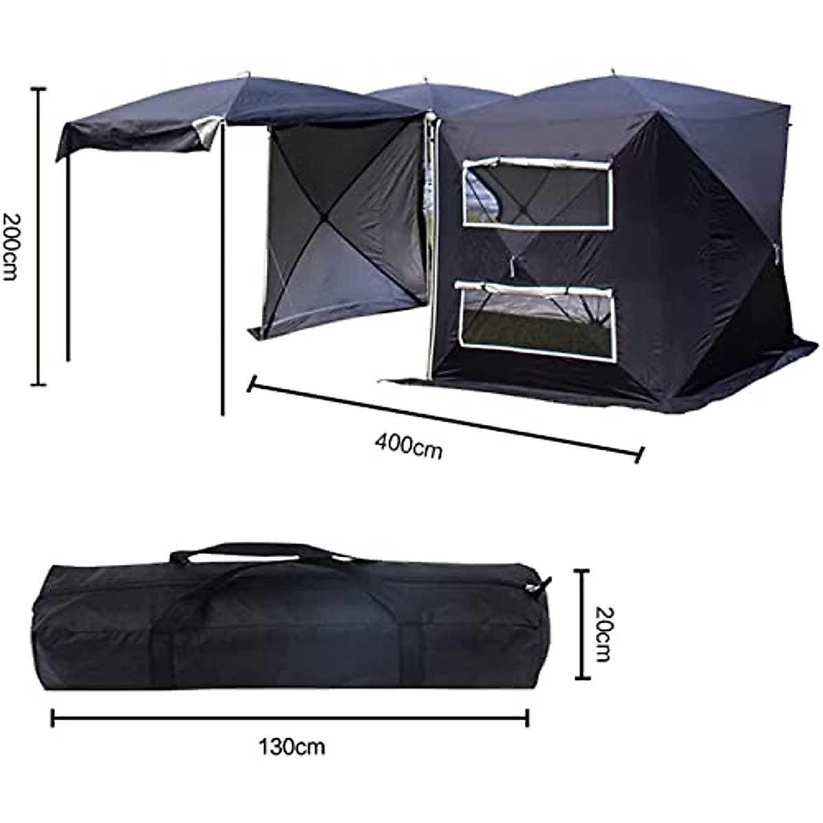MERAXI Car Rear Tent Automatic Pop Up Tailgate Tent Rear Door Hatch Tent - SUV Trunk Tents Car Tail Tent with Big Screen & Extendable Awning