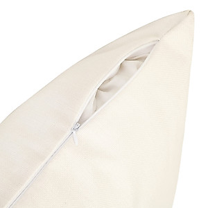 Merrycolor Faux Leather and Linen Throw Pillow Covers Black and White Pillows Decorative Throw Pillows Covers Brown Square Modern Farmhouse Accent Pillow Case 18 x 18 Inch (Black and White)