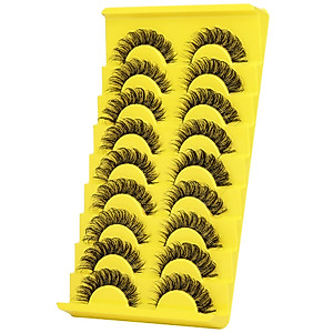 False Eyelashes Russian Strip Lashes D Curl Wispy Natural Look Faux Mink Lashes Like Eyelash Extension Fluffy zanlufly Transparent Band Cat Eye Fake Eyelashes Pack