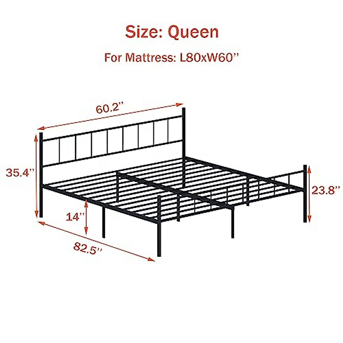 zunatu Metal Bed Frame Platform with Headboard & Footboard Heavy Duty Sturdy Foundation with Storage Space Squeak Resistant Easy Assembly,NO Box Spring Needed,Queen