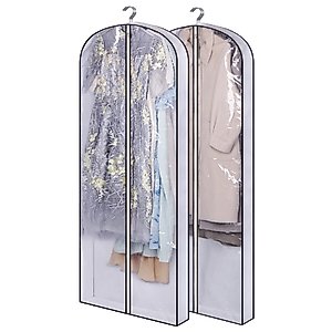 SLEEPING LAMB 60" Gusseted Garment Bags for Closet Storage Clear Dress Bag Hanging Clothes Storage for Long Gowns, Coats, Sweaters, 2 Packs