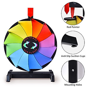 WinSpin 12 Inch Prize Wheel Dual Use Tabletop or Wall Mounted Heavy Duty Editable Color 12 Slots Spinning Wheel for Home Office Fortune Design Carnival Spinning Game, Breeze Series
