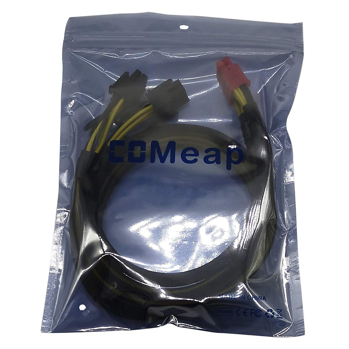 COMeap PCIe Cable for Antec PSUs, CPU 8 Pin Male to Dual PCIe 8 Pin (6+2) Male GPU Power Adapter Sleeved 25-inch(63cm)