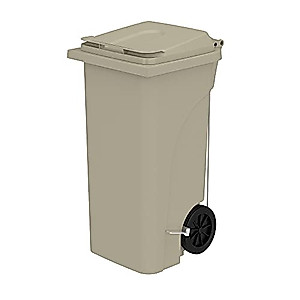 Safco Products 9926TN Plastic Step-On Trash Can for Hands-Free Disposal, Great for Home/Commercial Use, 32 Gallon, Tan