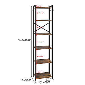 YMYNY Bookshelf, 6-Tier Ladder Shelf Organizer, Narrow Shelving Unit, Corner Storage Racks, Large Capacity Bookcase, for Home Office Living Room Balcony Bathroom, Metal Frame,HBC001H