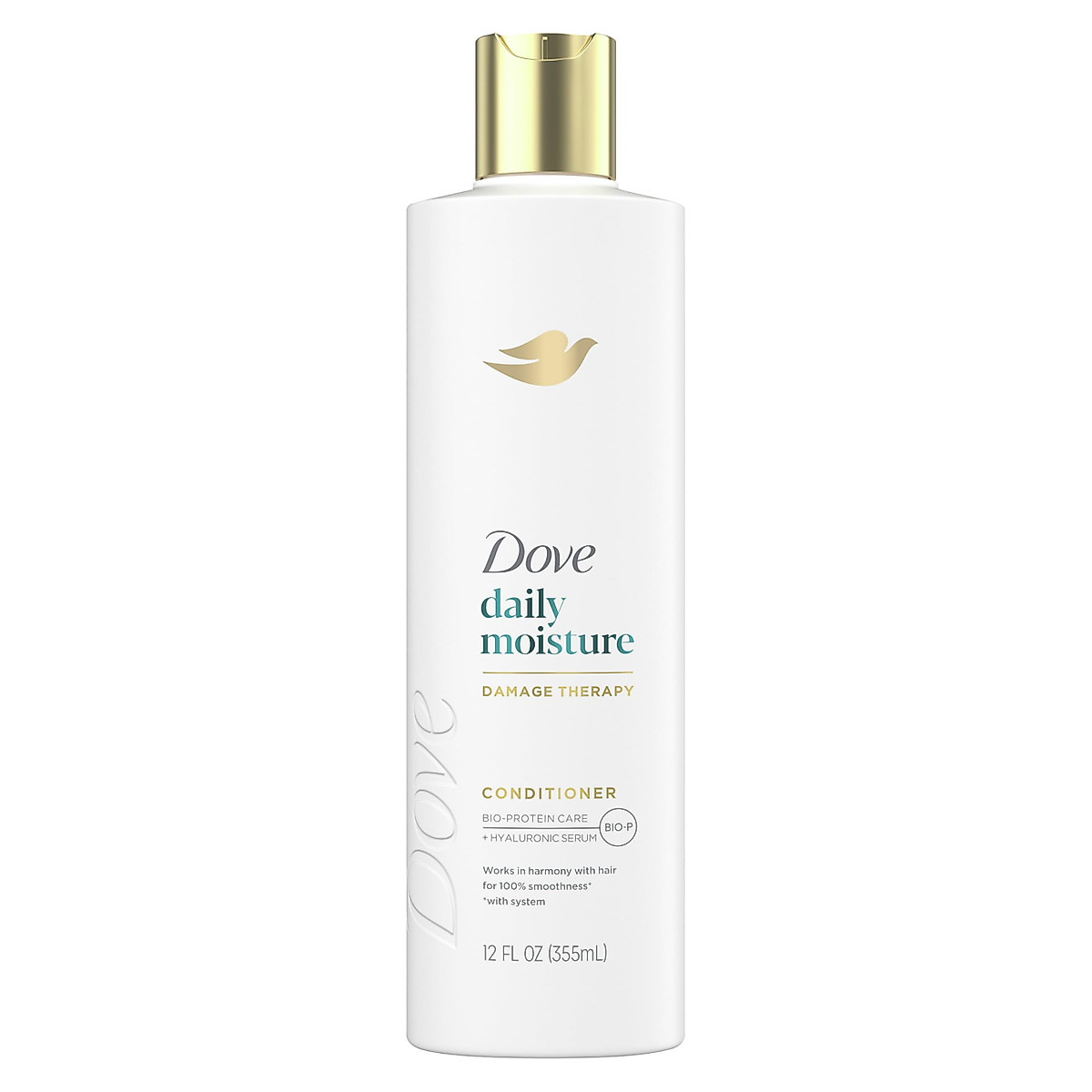 Dove Conditioner Daily Moisture Damage Therapy for Dry Hair with Bio-Protein Care Technology and Hyaluronic Serum 12 Fl Oz