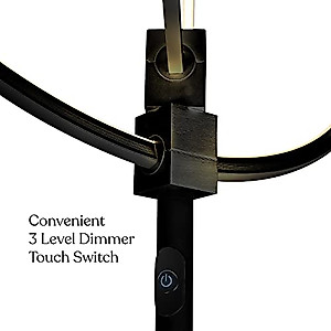 Brightech Eclipse Dimmable LED Floor Lamp, Modern Torchiere Floor Lamp for Living Rooms & Offices – Super Bright Tall Lamp with Dimmable Options for Reading, Standing Lamp Living Room Décor - Black