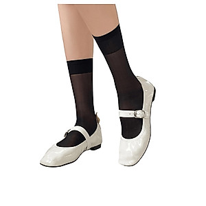 Milumia Women's Mesh Sheer Socks Ankle High Socks Black One Size