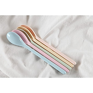 ccHuDE 5 Pcs Long Handle Melamine Spoons Colorful Coffee Spoons Cocktail Stirring Spoons Yogurt Mixing Teaspoon for Ice Cream Milk