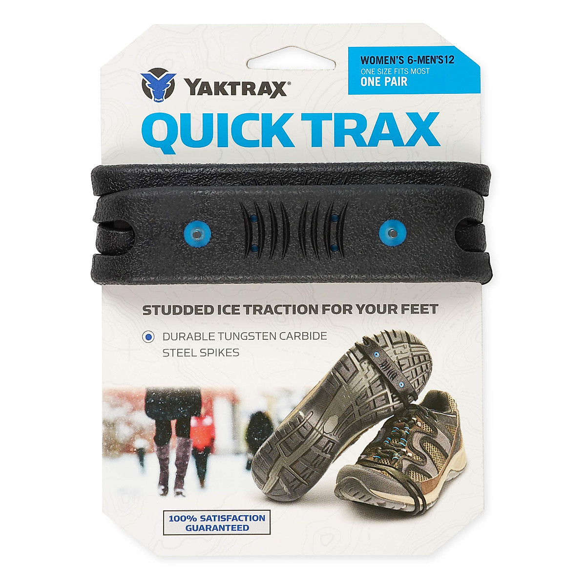 Yaktrax Quick Trax Studded Traction Shoe Bands (1 Pair), Black
