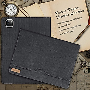 DTH-PANDA iPad Pro 12.9 Case for 6th/5th/4th/3rd Generation Case 2022 2021 2020 2018 PU Leather with Pen Holder, Folio Stand with Soft TPU Back,Auto Sleep/Wake Function (Ash Brown) (Crow Black)