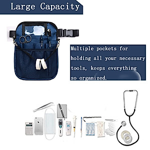 Nurse Fanny Pack, Multi Compartment Nursing Fanny Pack with Pockets | Utility Waist Bag for Work Supplies, Suit for Nurses, RN, Vet, EMT(Blue)
