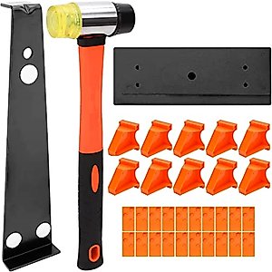 Upgraded Laminate Wood Flooring Installation Kit,Solid Tapping Block,Heavy Duty Pull Bar,Non Slip Soft Grip Double Faced Mallet,30Pcs Flooring Spacers