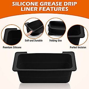 Winceed 2Pcs Silicone Liners for Blackstone Grill Grease Cup, Reusable Silicone Grease Drip Pans, Blackstone Griddle Grease Catcher, 8'' x 3'' x 3.7'', Black+Orange